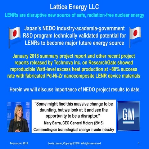 Lattice Energy LLC - Japanese NEDO LENR project reported reasonably ...