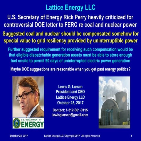 Lattice Energy LLC - US Secretary of Energy Rick Perry-DOE suggestions ...