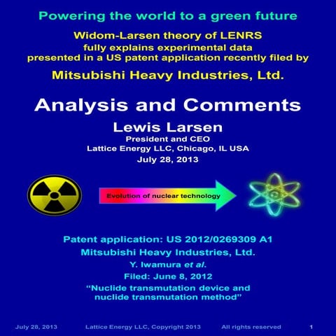Lattice Energy LLC-Widom-Larsen Theory Explains Data Presented in New ...