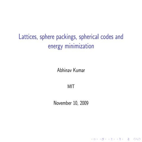 Lattices, sphere packings, spherical codes | PDF