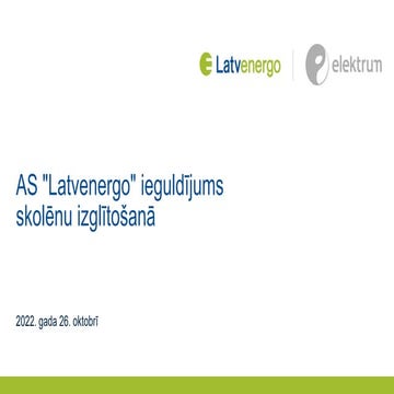 AS "Latvenergo" ieguldījums skolēnu izglītošanā | PPT