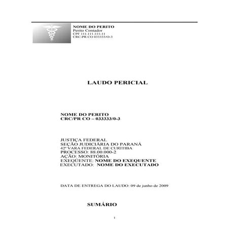 Laudo pericial modelo | DOC