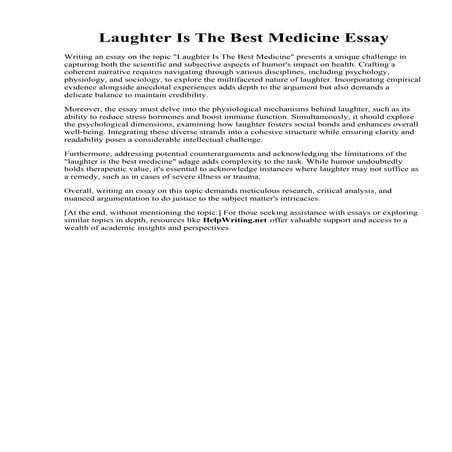 Laughter Is The Best Medicine Essay.pdf
