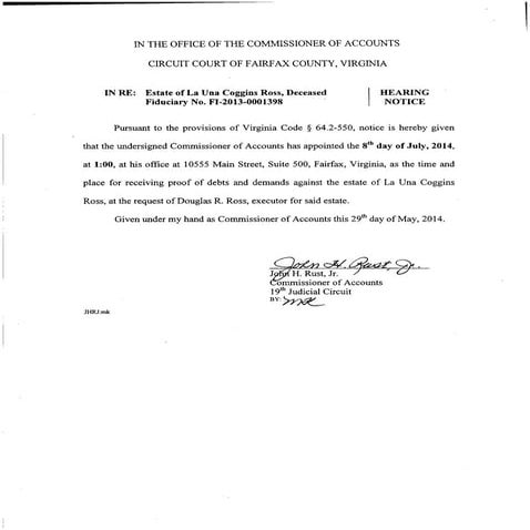 LaUna Coggins Ross Hearing Notice | PDF