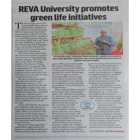 Launching of REVA Krushi Tech Project - Deccan Herald | PDF