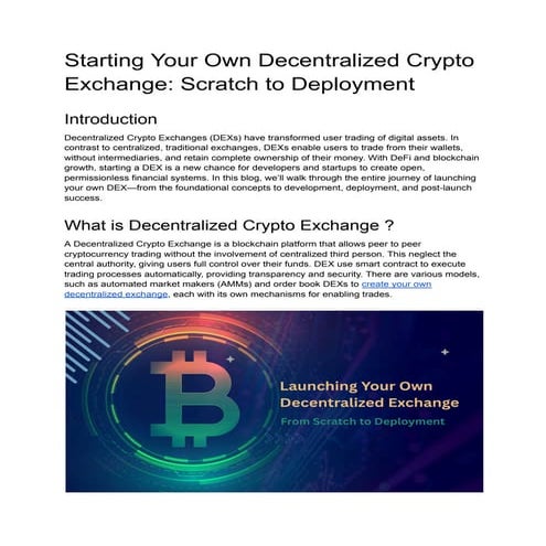 Launching Your Own Decentralized Crypto Exchange_ Scratch to Deployment.pdf