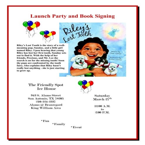Launch party and book signing flyer | DOC