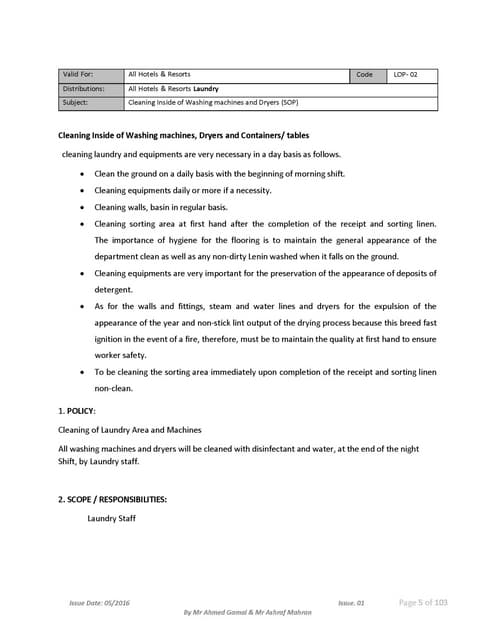 Laundry Manual Part 1 (SOP) | PDF