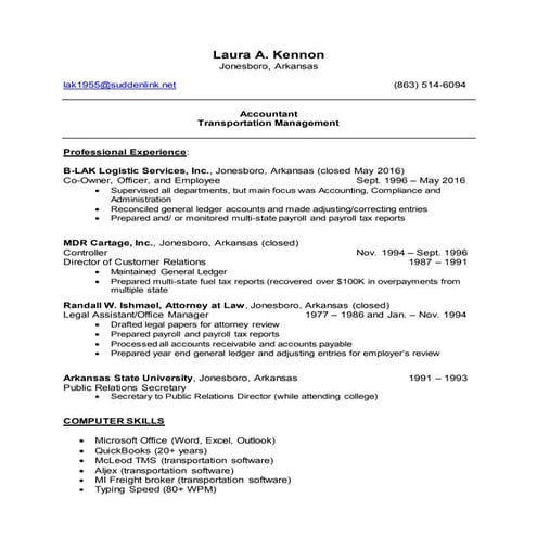 Laura Kennon Resume | DOCX