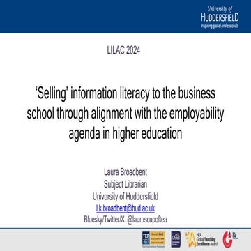‘Selling’ information literacy to the business school through alignment ...