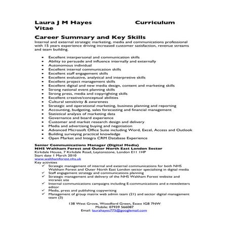 Laura Hayes Cv Sept10v2 | DOC