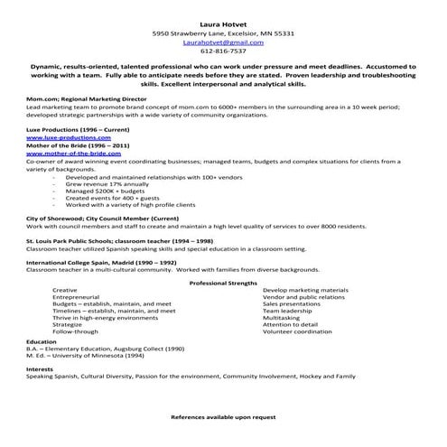 Laura Hotvet Resume | PDF