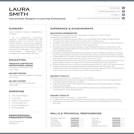 Laura Smith_Resume_Instructional Designer_Greater Chicago Area | PDF