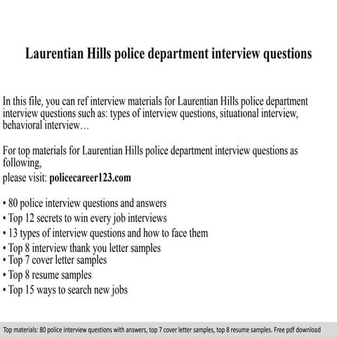 Palm springs police department interview questions | PPTX