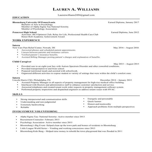 Lauren Williams Resume | PDF