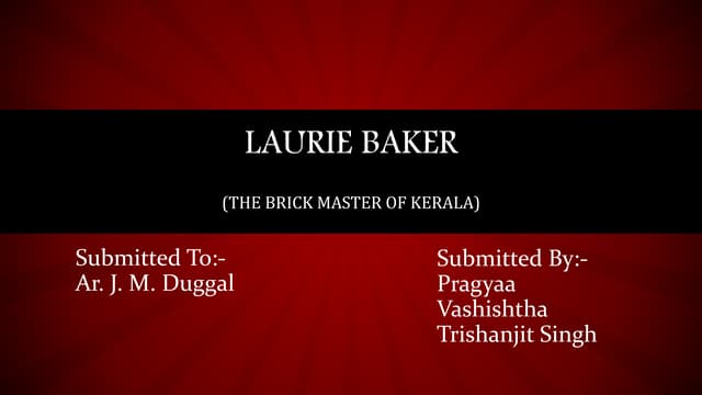 Works of laurie baker | PPTX