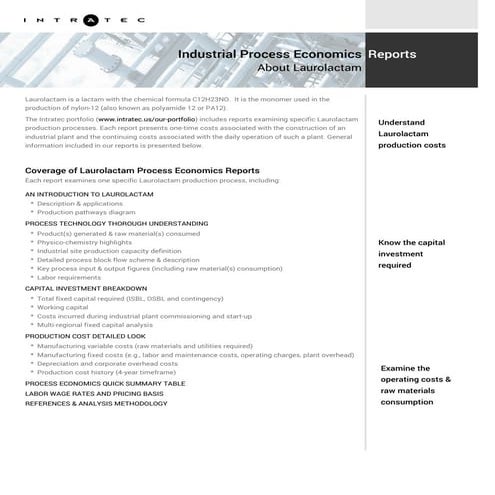 Feasibility Studies: Laurolactam Manufacturing | PDF