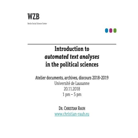 Introduction to automated text analyses in the Political Sciences | PDF