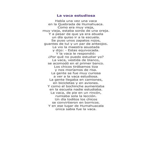 La vaca estudiosa | DOCX