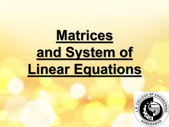 System Of Linear Equations Ppt