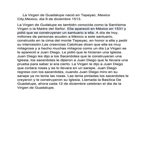 Llegada los españoles el cerro de Tepeyac | DOCX