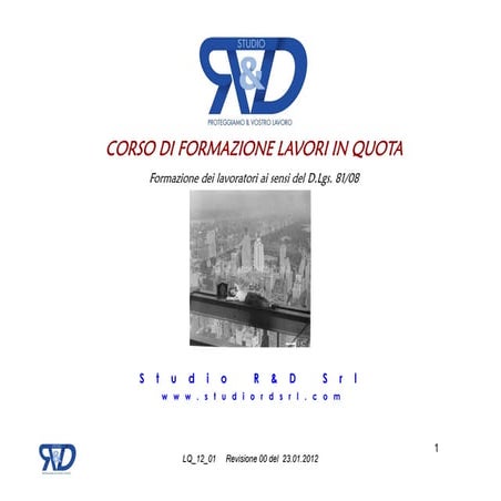 CORSO FORMAZIONE LAVORI-IN-QUOTA CORSO FORMAZIONE | PDF