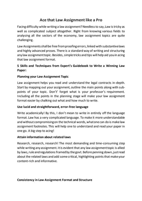 How to Structure a Perfect Law Assignment | PDF