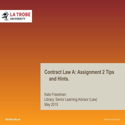 LAW2CTA- Assignment 2 Tips and Hints | PPT