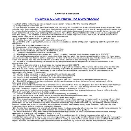Law 421 final exam | PDF