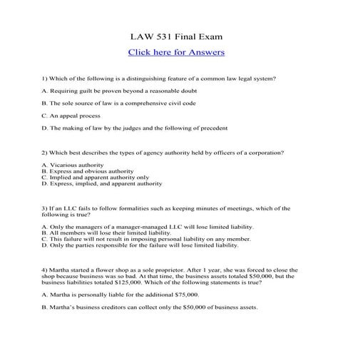 LAW 531 Final Exam | DOCX