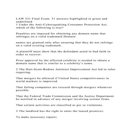 Law 531 final exam answers are here | DOCX