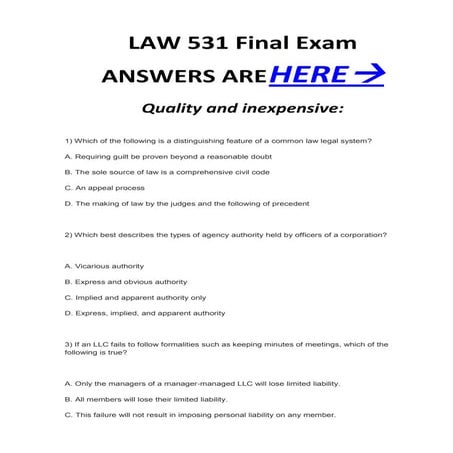 Law 531 final exam answers are here | DOCX