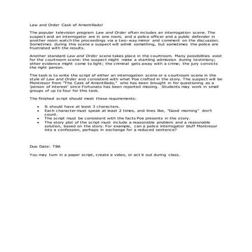 Law and order cask of amontillado | DOCX