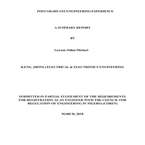 Lawani coren report summary | DOCX