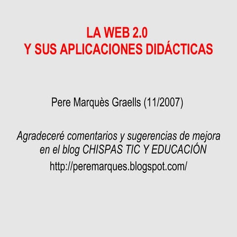 La Web 20 Y Sus Aplicaciones Didcticas | PPT
