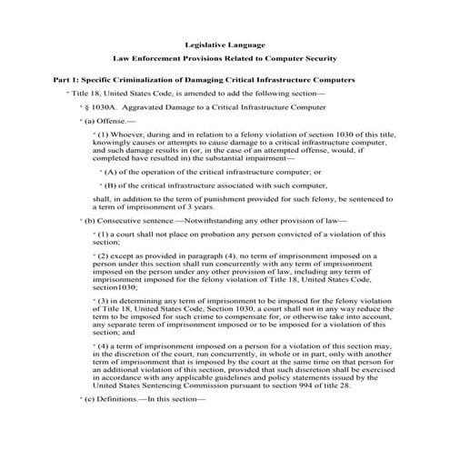 Law Enforcement Provisions Related to Computer Security | PDF