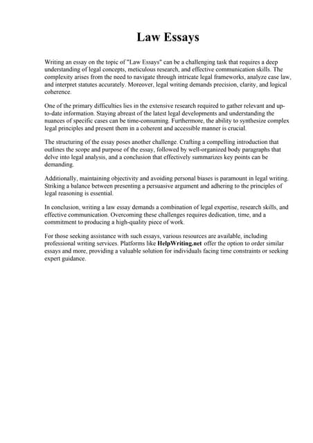 Sample Law Essay. Columbia College Chicago | PDF