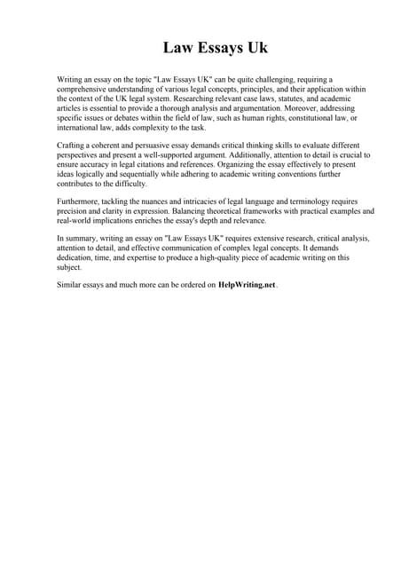 Sample Law Essay. Columbia College Chicago | PDF