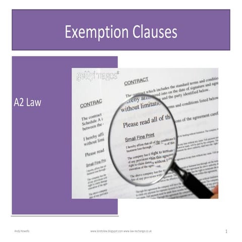 Law of Contract Notes - Exemption Clause | DOCX