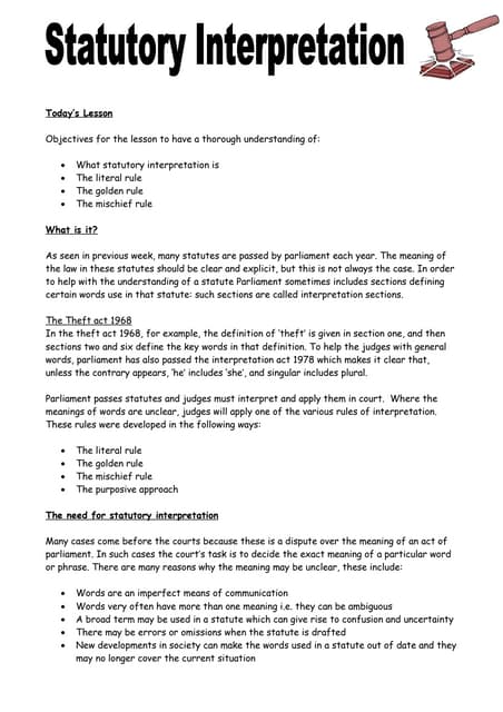 The Rules of Statutory Interpretation | PPTX