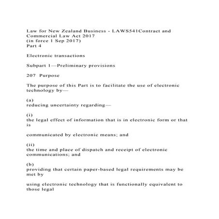 Law for New Zealand Business - LAWS541Contract and Commercial Law .docx