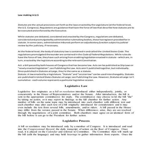 Law making in u.s | DOCX | Law