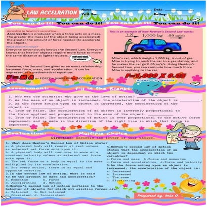 Law of acceleration | DOCX