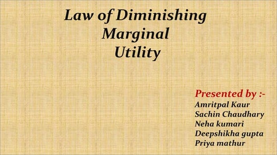 law of diminishing Marginal utility | PPTX | Water Services | Home ...