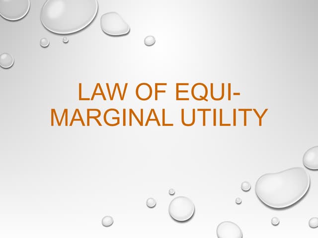 Law of equi marginal utility | PDF