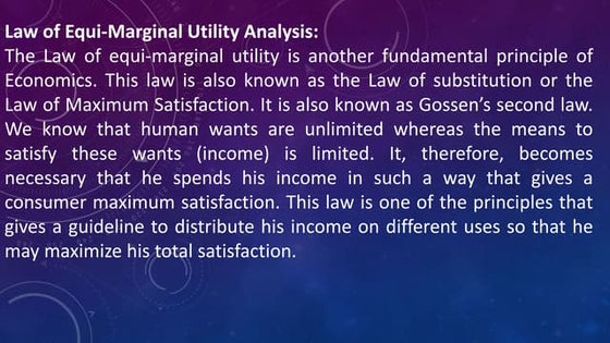 Law of diminishing marginal utility | PPT