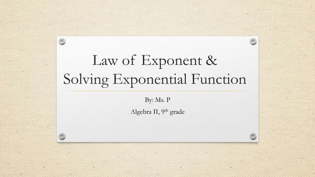 Law of exponent Lecture Slide | PPTX