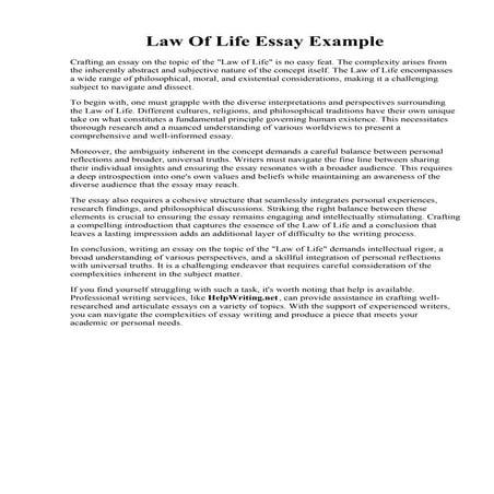 Law Of Life Essay Example. 006 008063696 1 Laws Of Life Essay ...