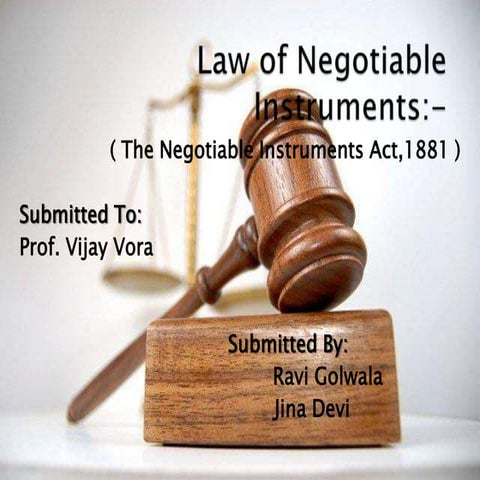 Law of negotiable instruments | PPTX