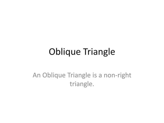 Word Problems Involving Right Triangles | PPT